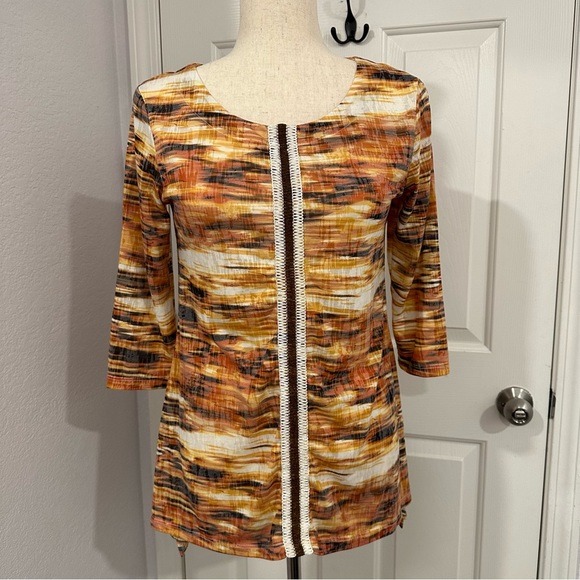 Onque Casuals | Tops | Onque Casual Small Brown Tan Yellow And Black ...